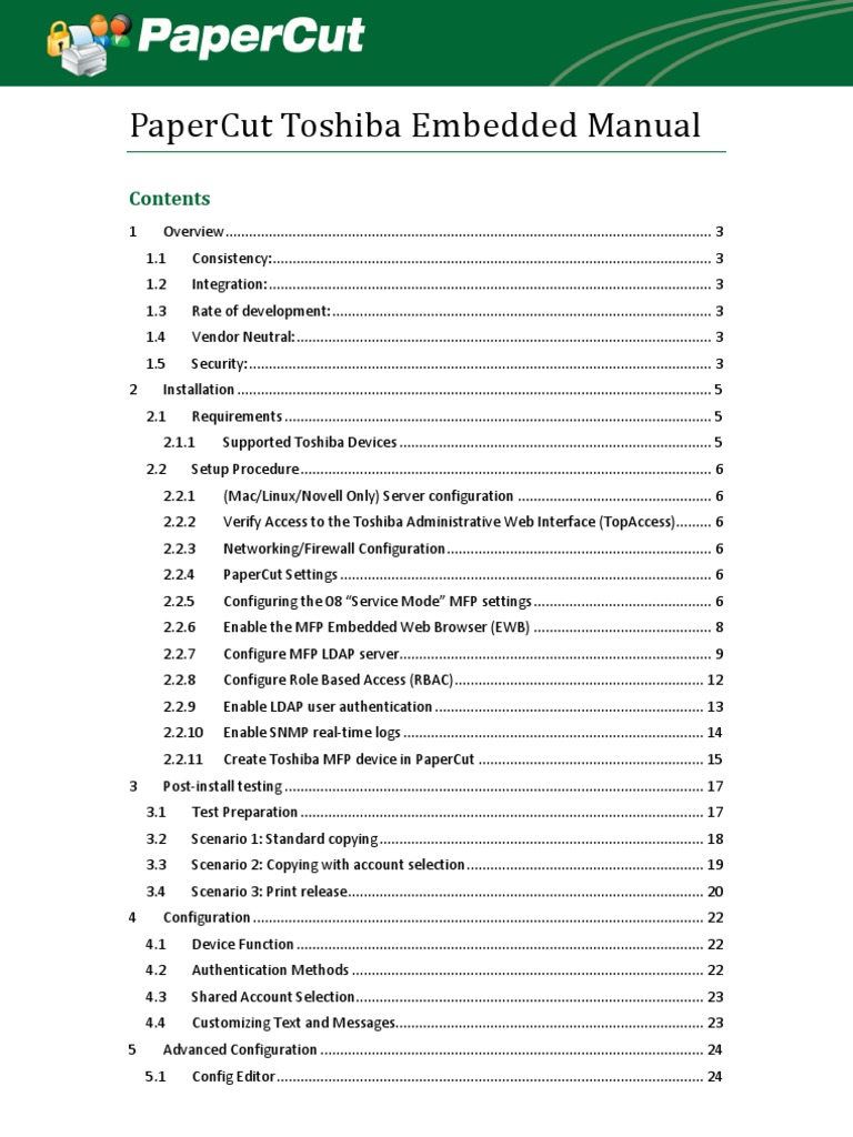 PaperCut MF - Toshiba Embedded Manual | PDF | World Wide Web | Internet ...