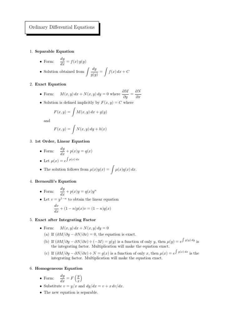 DIFF Review | PDF | Equations | Calculus