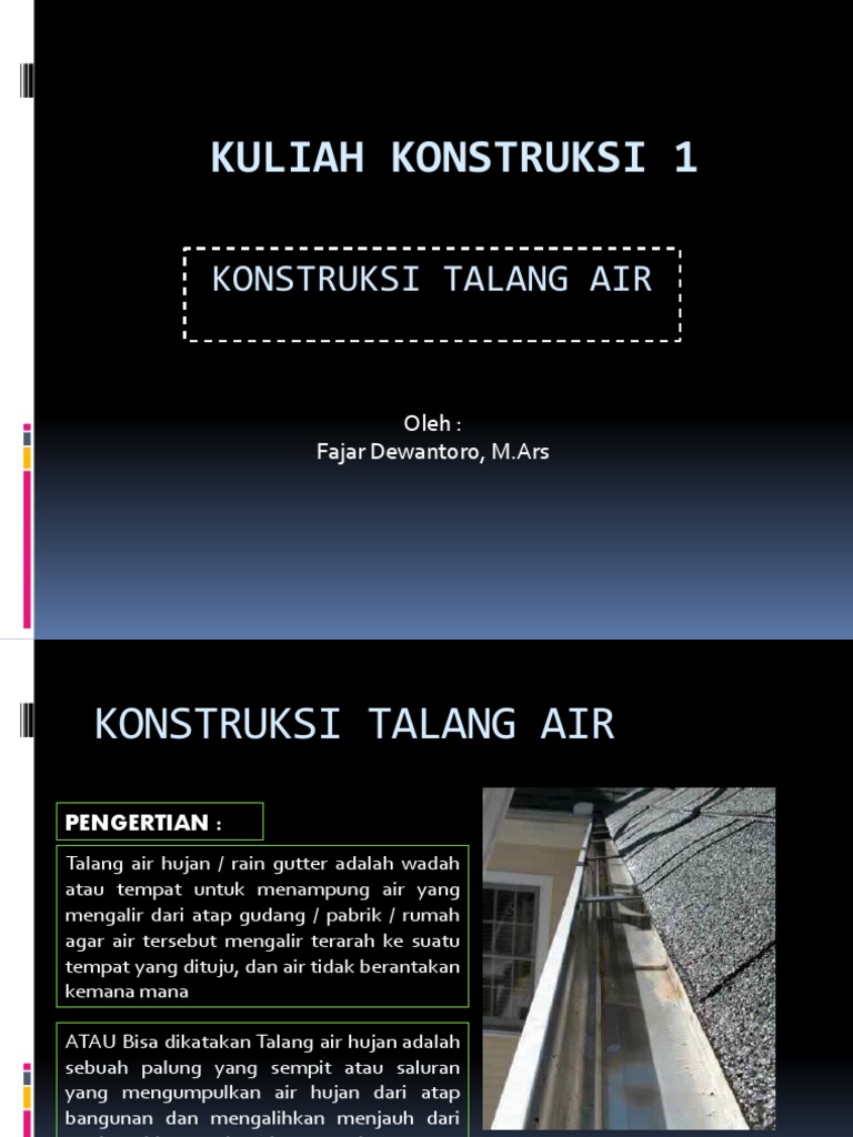 Konstruksi dan Bahan Talang Air | PDF