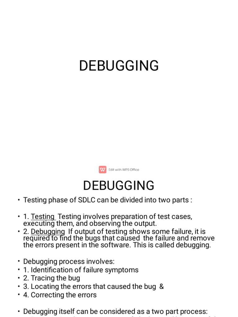 DEBUGGING | PDF | Debugging | Software Bug DEBUGGING | PDF | Debugging | Software Bug