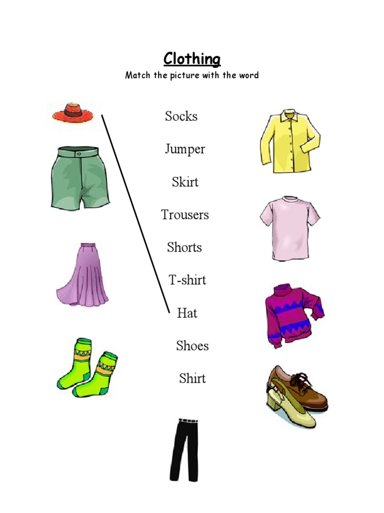 Clothing Worksheet Match and Wordsearch Fun Activities Games Games ...