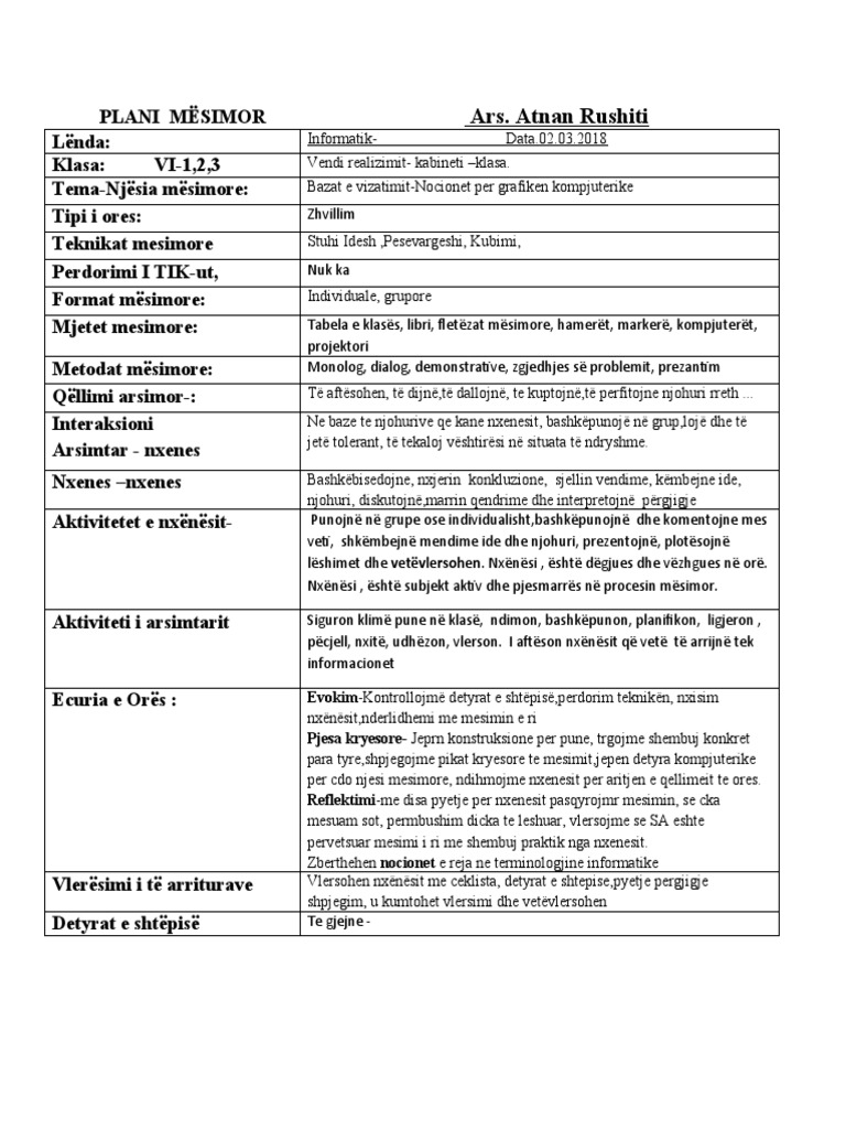 Plani Ditor Mars | PDF