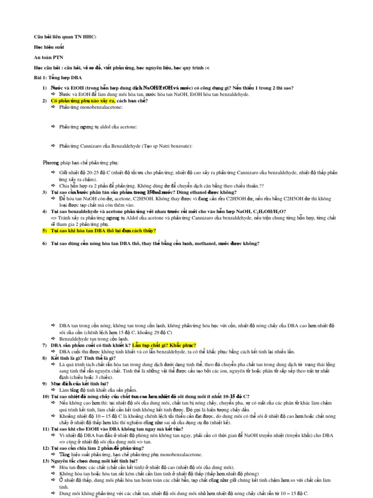 Câu Hỏi Liên Quan TN HHC | PDF