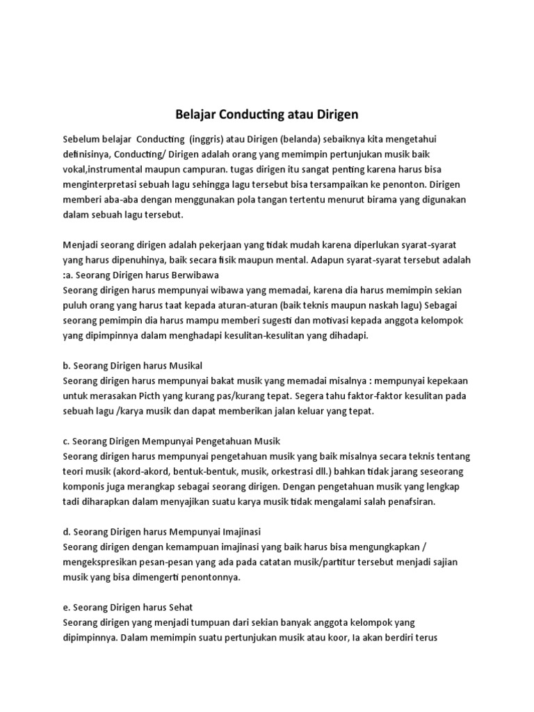 Belajar Conducting Atau Dirigen | PDF | Seni & Disiplin Bahasa | Kajian ...