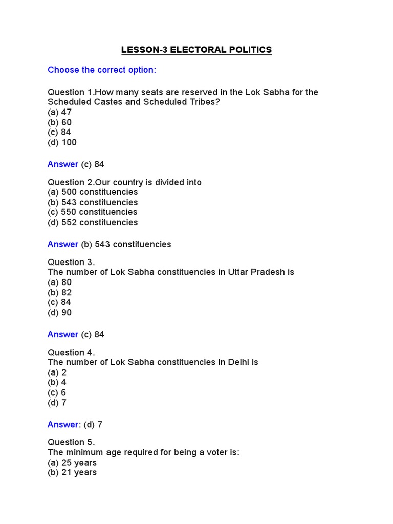 Civics CH3 Notes | PDF | Elections | Electoral District