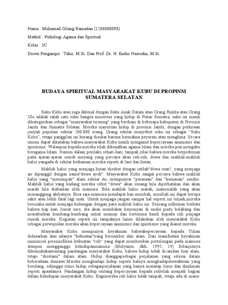 Psikologi Agama Dan Spiritual - Muhamad Gilang Ramadan - 1206000098 ...
