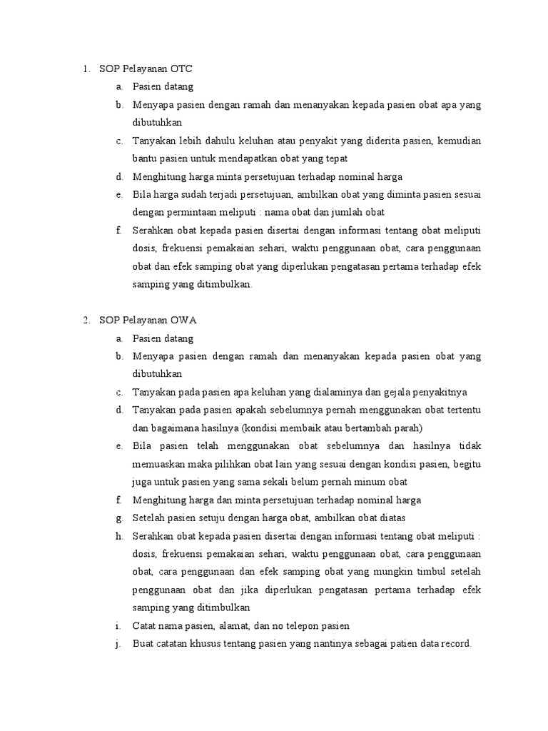 SOP Pelayanan OTC | PDF | Kesehatan Holistik