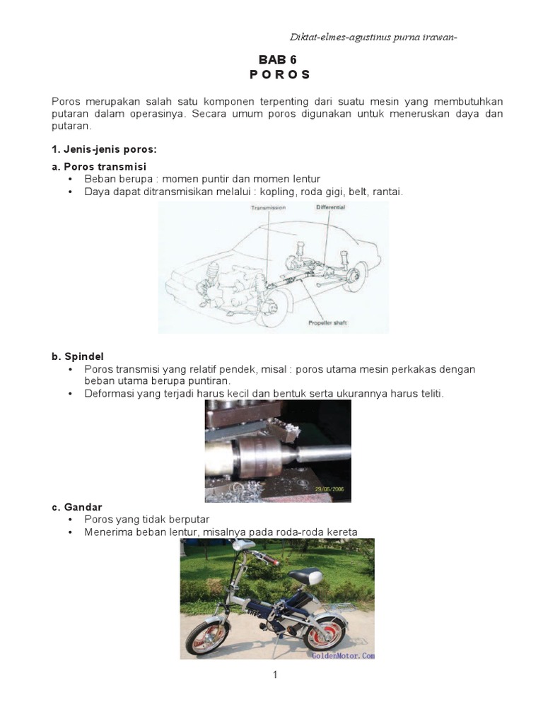 Elemen Mesin I Materi Perancangan Poros Pertemuan 6 | PDF