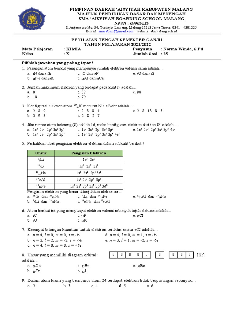 Format Soal Dan Pedoman Penskoran PTS | PDF