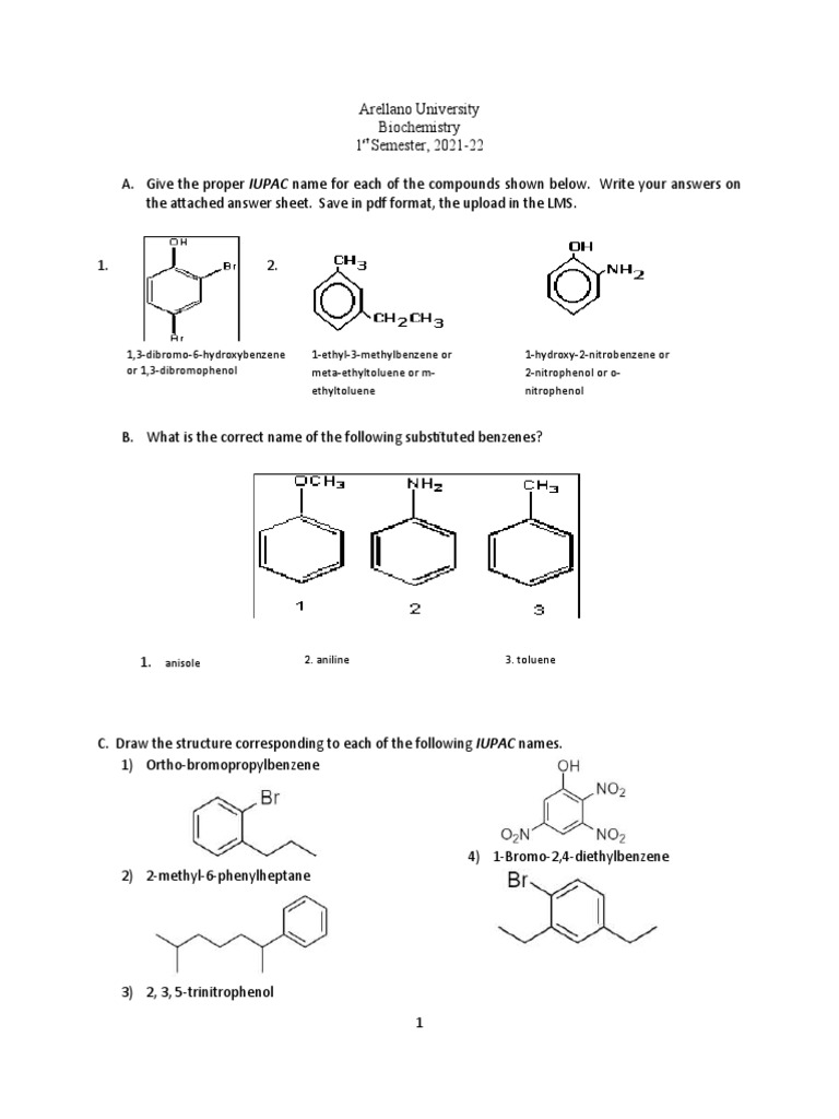Worksheet 8. Aromatic HC | PDF