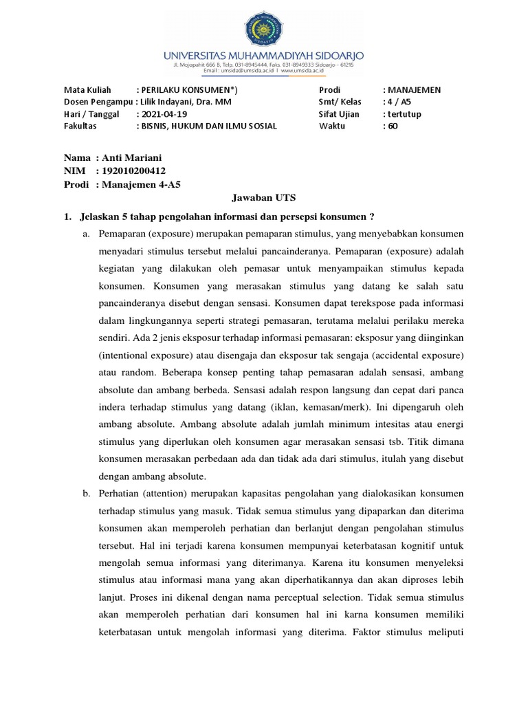 Uts Perilaku Konsumen | PDF