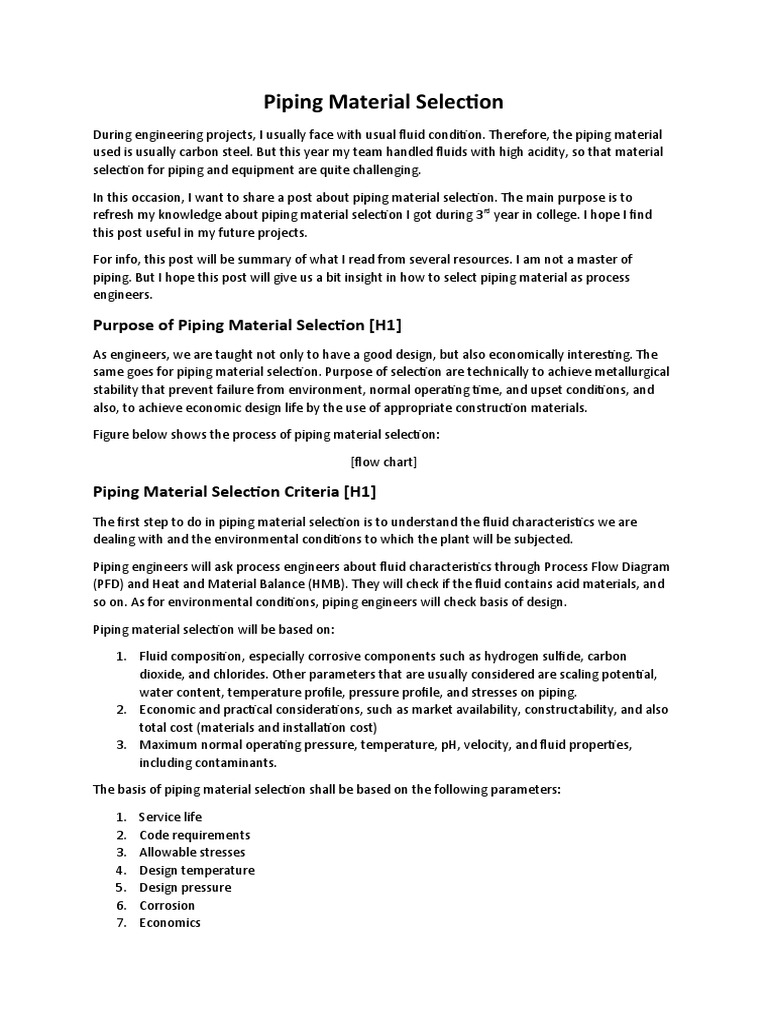 Piping Material Selection | PDF | Corrosion | Electrical Resistivity ...
