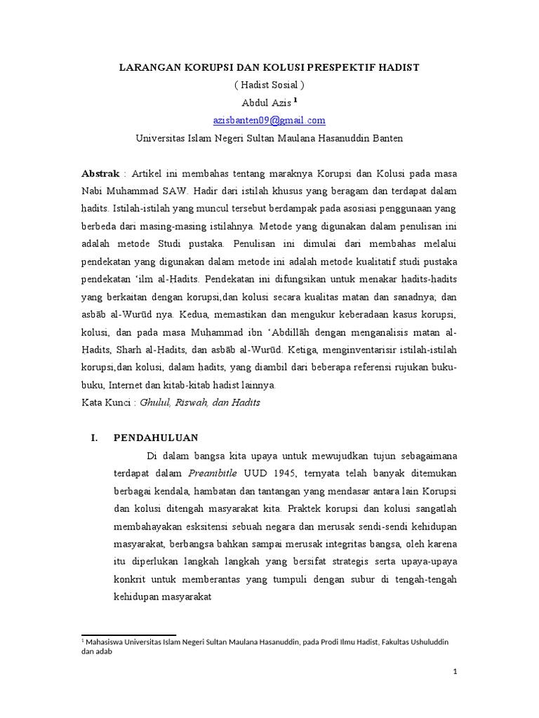 Jurnal Hadist (Azis) | PDF | Agama & Spiritualitas