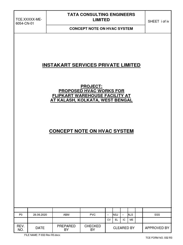 Flipkart, Kolkata-Concept Note On Hvac System-Rev p0 | PDF | Air ...