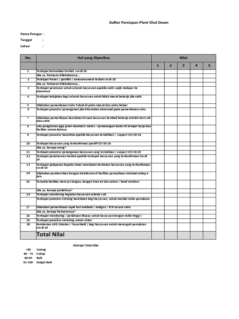 Vendor Visit Preparation Checklist - COVID-19 | PDF