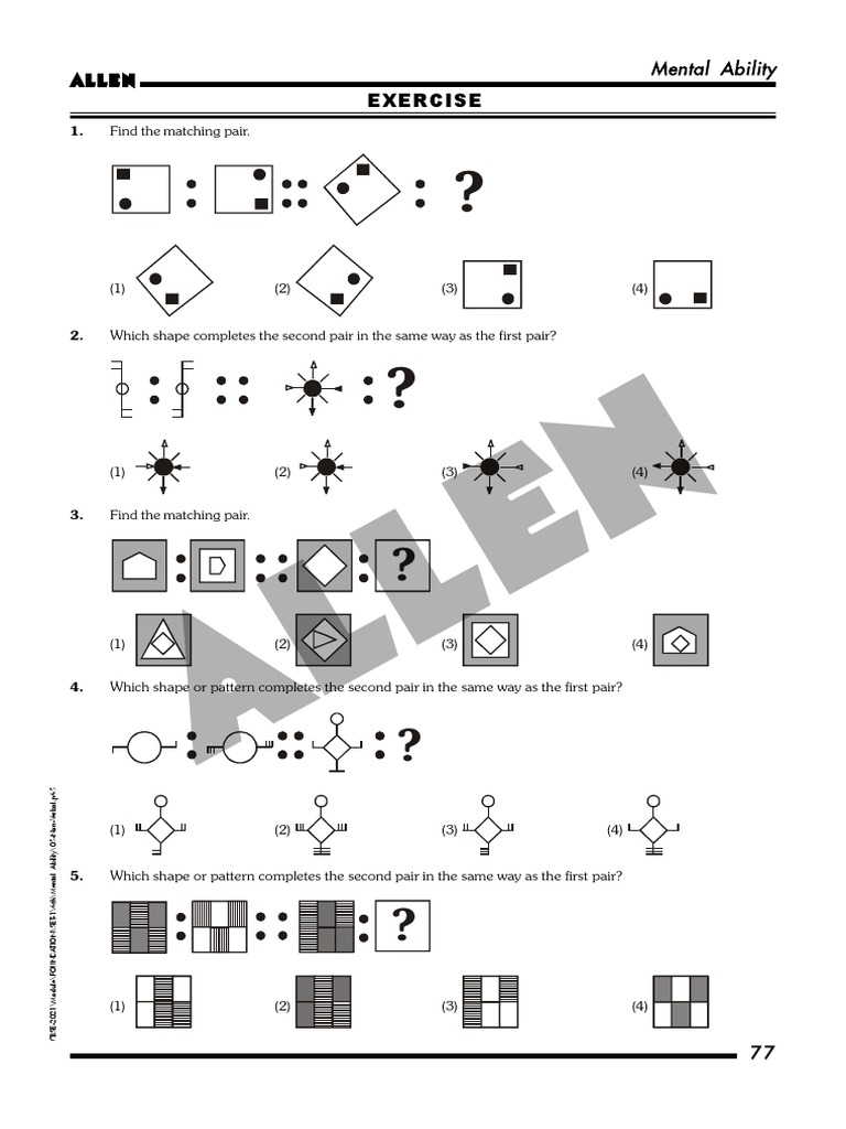 Non-Verbal Reasoning Practice Test: Finding Patterns and Relationships ...