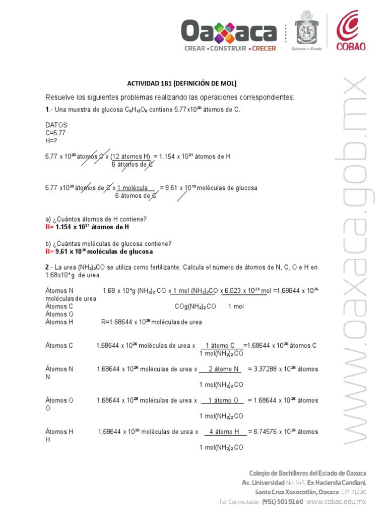 A1b1.definición de Mol Corregido | PDF | Mole (Unidad) | Sustancias ...