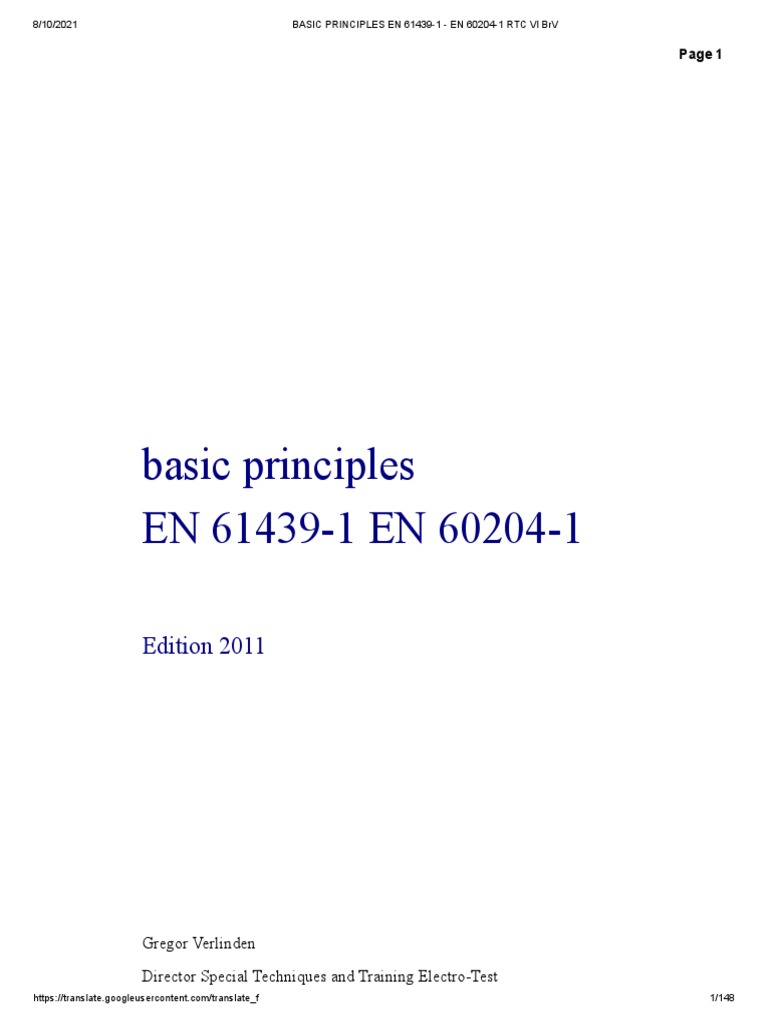 Basic Principles en 61439-1 - en 60204-1 Eng | PDF | Electrical Wiring ...
