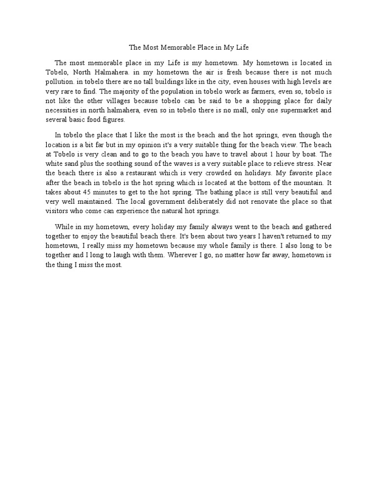 The Most Memorable Place in My Life | PDF