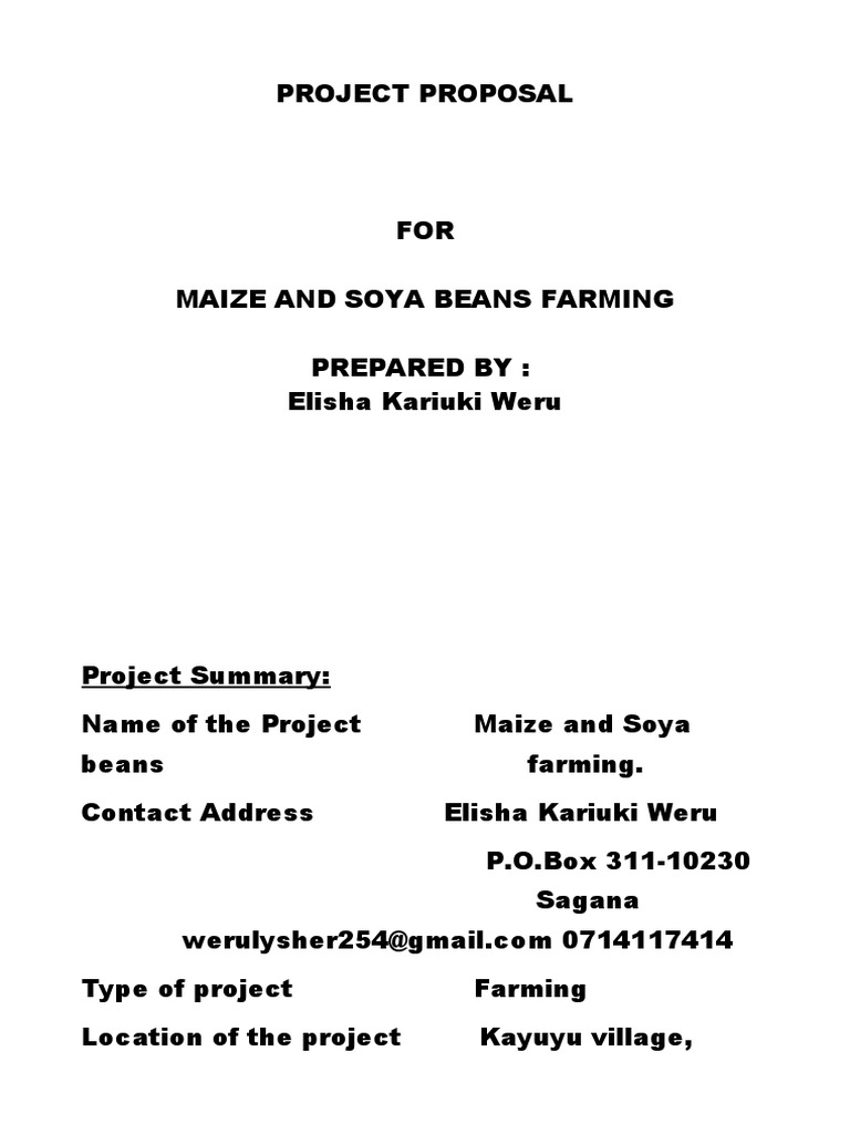 Project Proposal For Maize & Soya Farming | PDF | Fertilizer | Food And ...