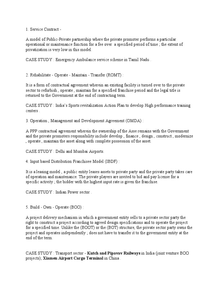 PPP Models | PDF | Public–Private Partnership | Concession (Contract)