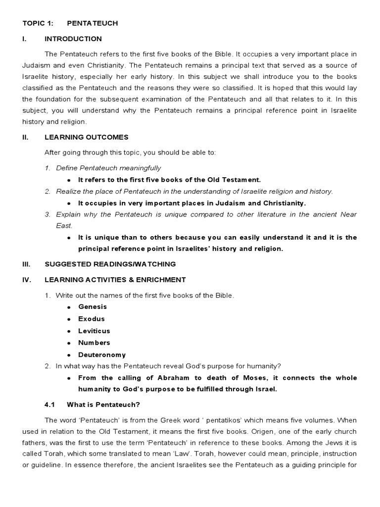 Define Pentateuch Meaningfully | PDF | Torah | Book Of Genesis