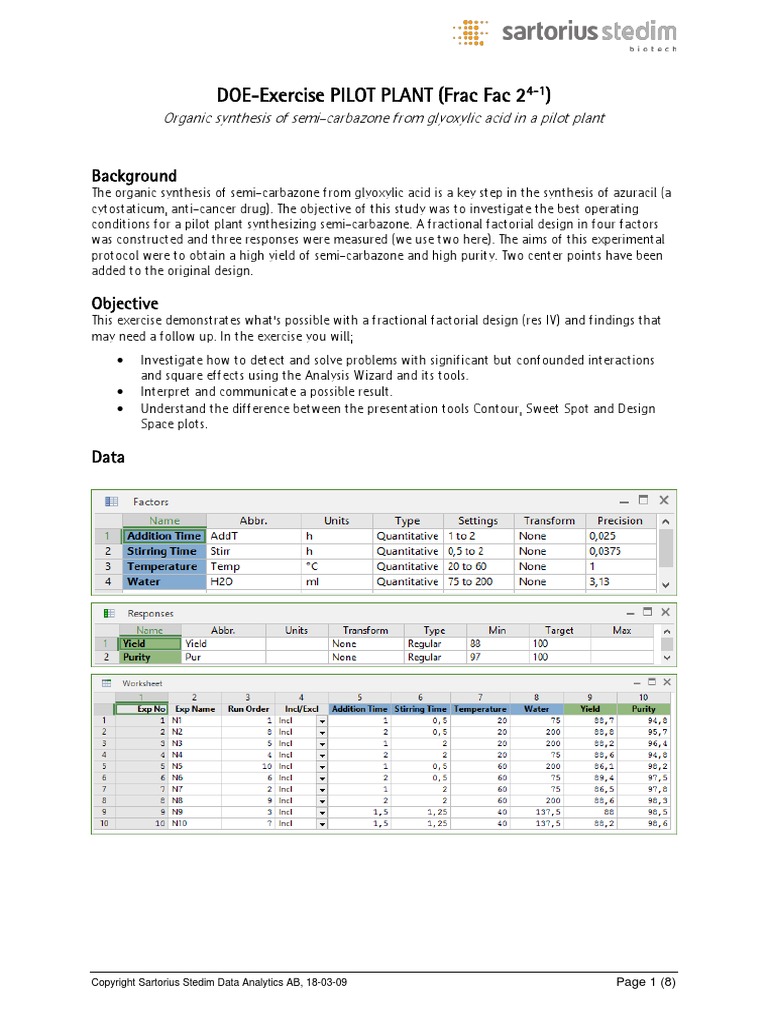 3.optimization Plus Setpoint - DOE-Exercise Pilot Plant | PDF ...