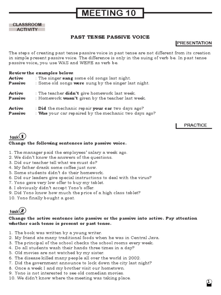 Past Tense Passive Voice: A Guide to Creating Past Tense Passive ...