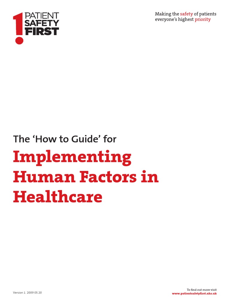 How To Guide To Human Factors Volume 1 | PDF | Patient Safety | Risk