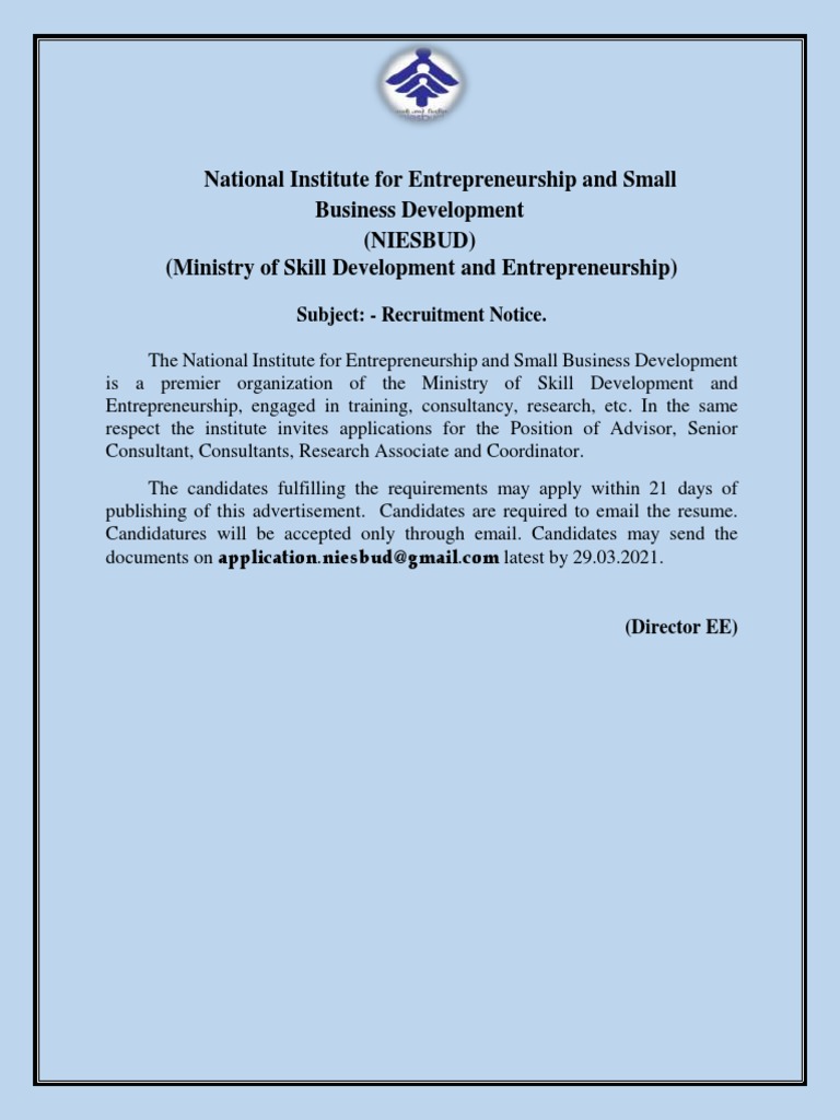 National Institute For Entrepreneurship and Small Business Development ...