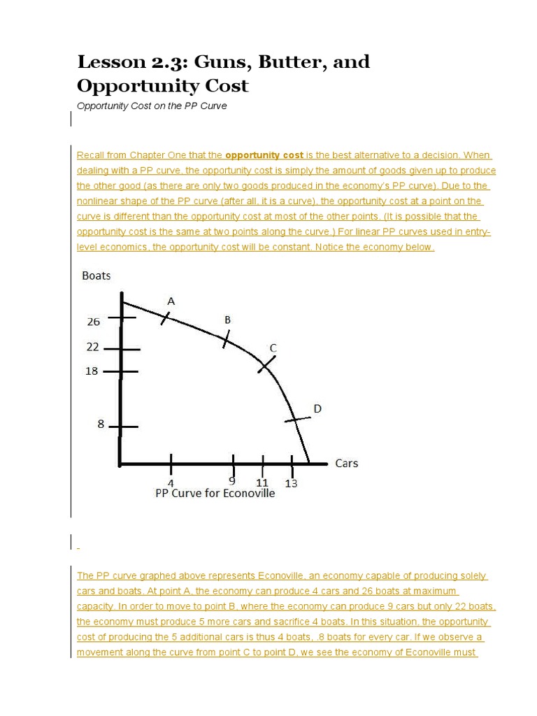 Lesson 2.3: Guns, Butter, and Opportunity Cost | PDF | Business ...