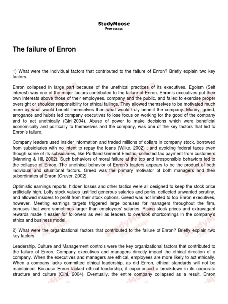 The Failure of Enron | PDF | Enron | Leadership