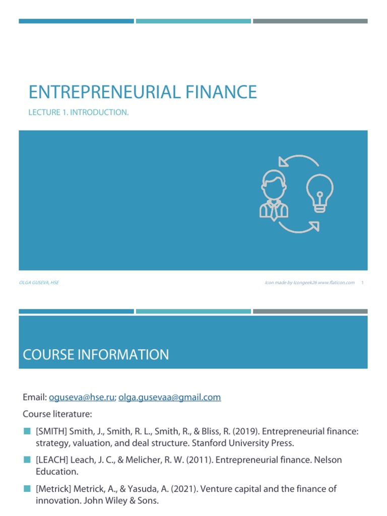 Entrepreneurial Finance: Lecture 1. Introduction | Download Free PDF ...