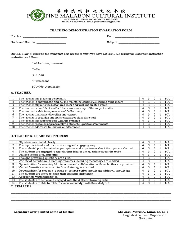 Philippine Malabon Cultural Institute: Teaching Demonstration ...