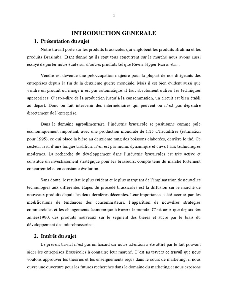 Produits Brassicoles : Bralima et Brasimba | PDF | République ...