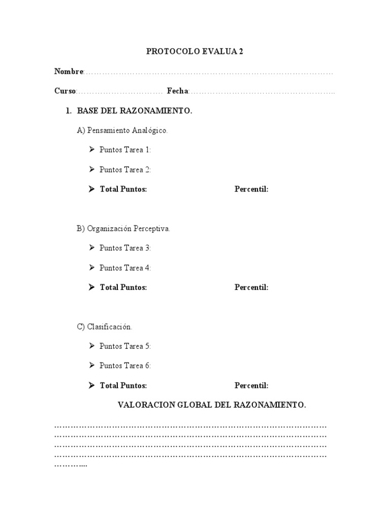 Protocolo Evalua 2 | PDF