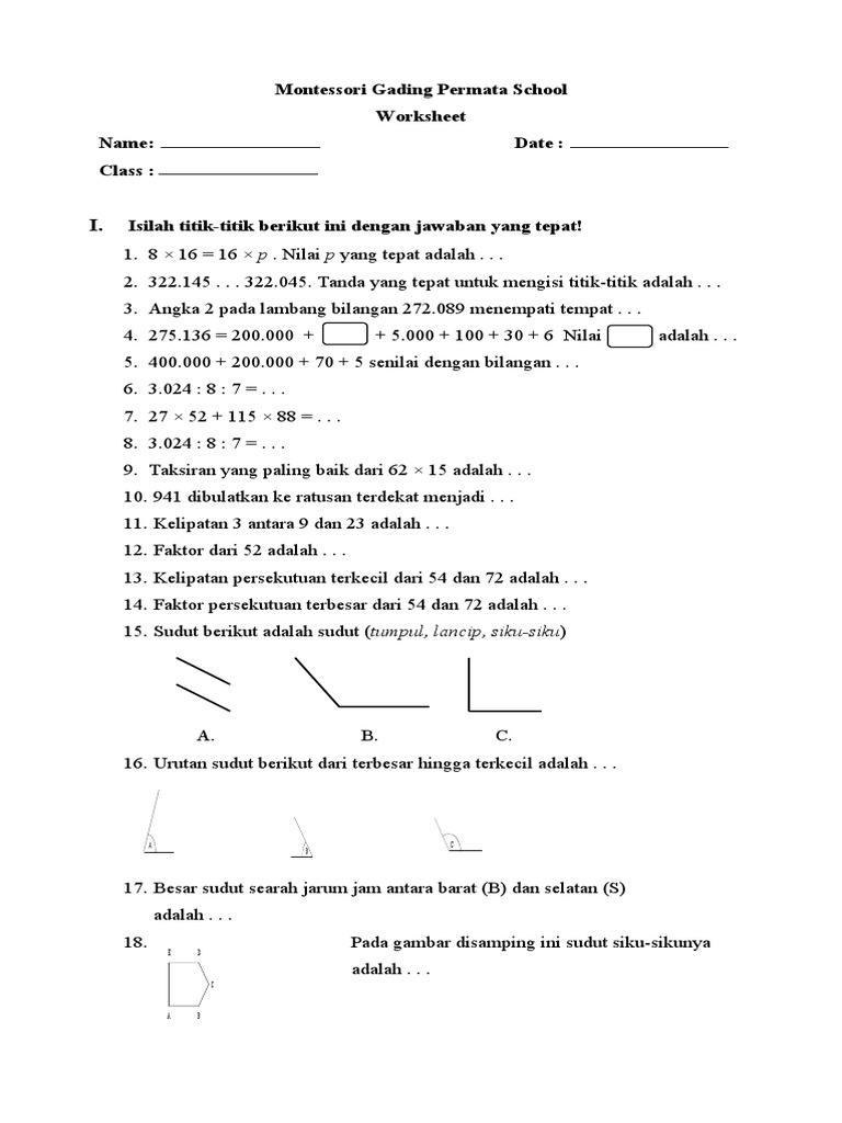 Soal Matematika Kelas 4 SD | PDF