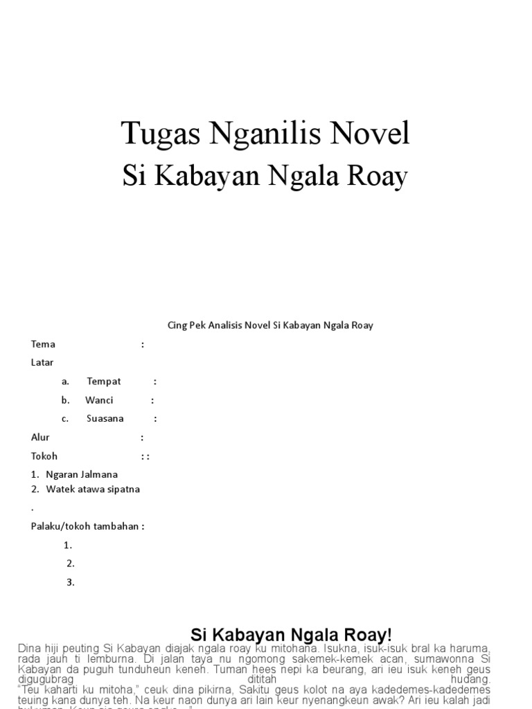 Analisis Novel Si Kabayan Ngala Roay | PDF