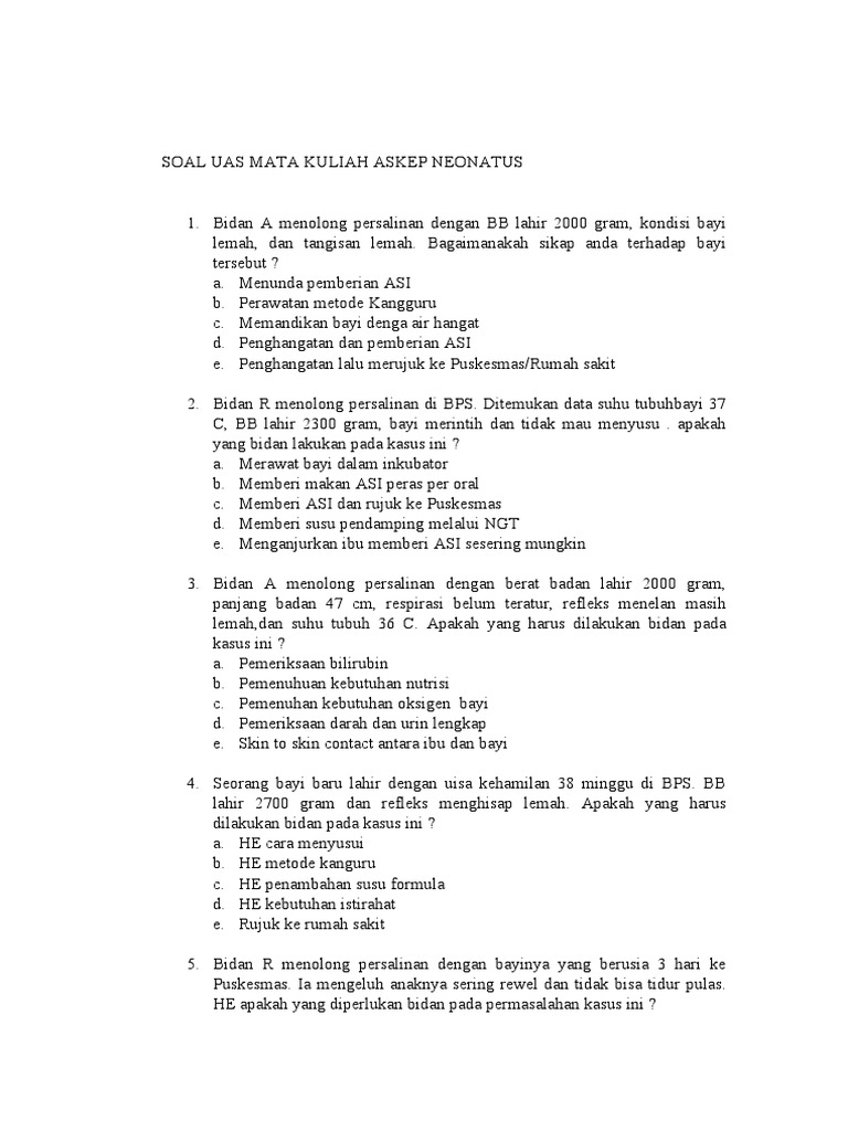 Soal Askep Neonatus | PDF