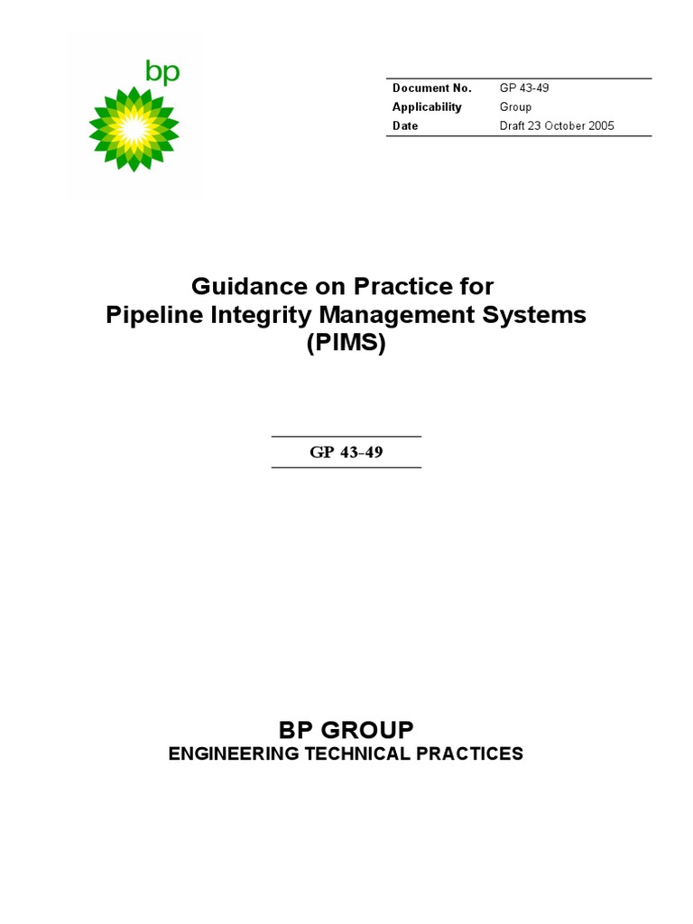 GP 43-49-DRAFT - Pipeline Integrity Management Systems (PIMS | PDF | Pipeline Transport | Risk