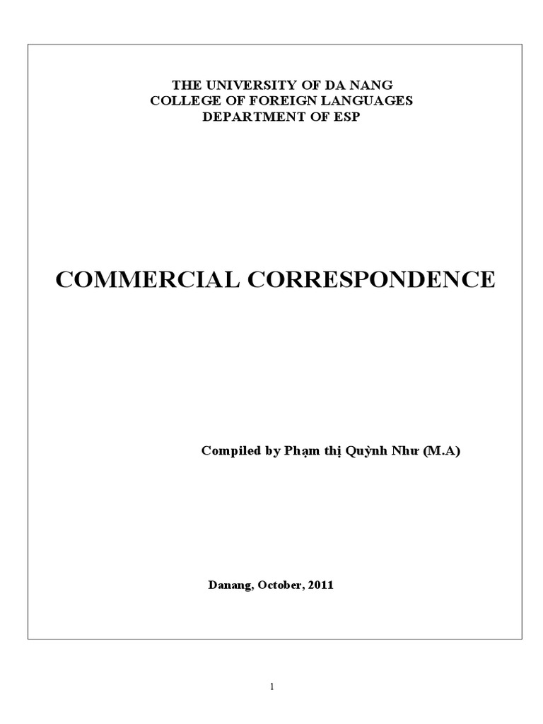 COMMERCIAL CORRESPONDENCE-đã chuyển đổi | PDF | Communication