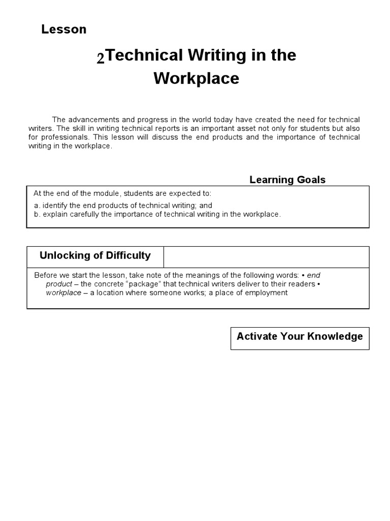 Technical Writing in The Workplace: Lesson | PDF | Photovoltaics ...