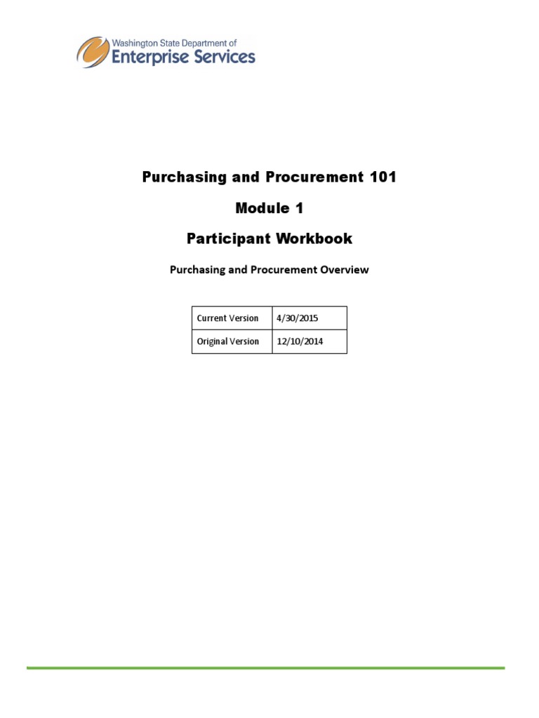 Purchasing and Procurement 101 Participant Workbook | Download Free PDF ...