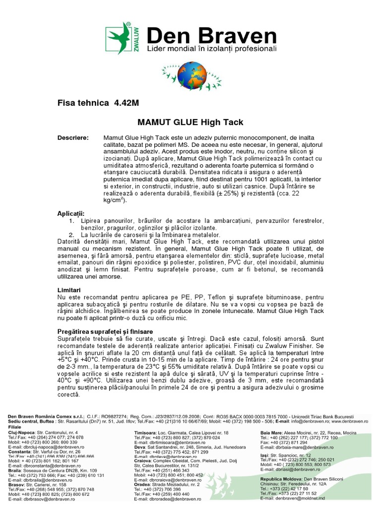 Fisa Technica Mamut Alb Den Braven | PDF