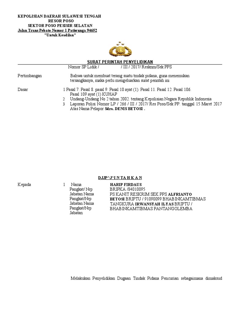 Surat Perintah Penyelidikan Logo | PDF