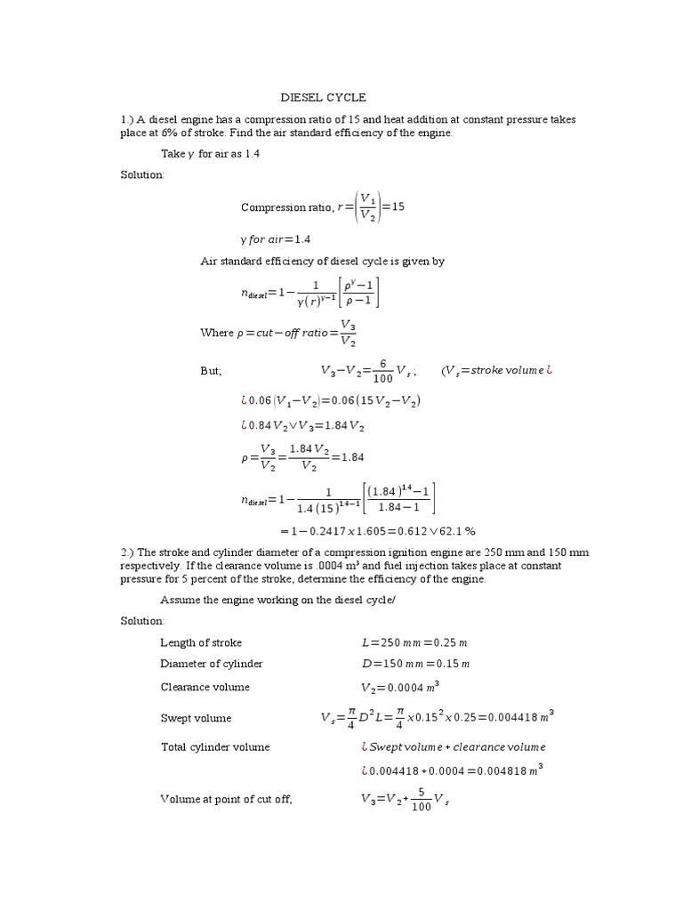 DIESEL CYCLEhh | PDF | Diesel Engine | Physical Chemistry