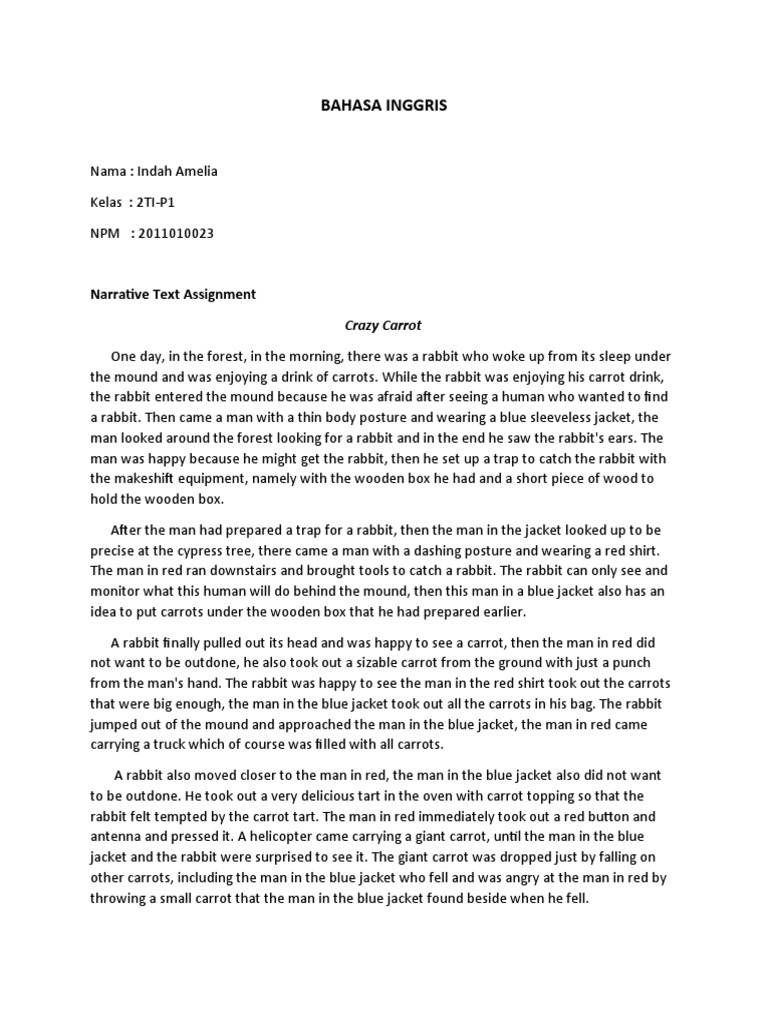 Bahasa Inggris: Narrative Text Assignment | PDF