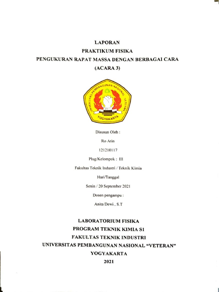 Ro Atin - Pengukuran Rapat Massa Dengan Berbagai Cara | PDF