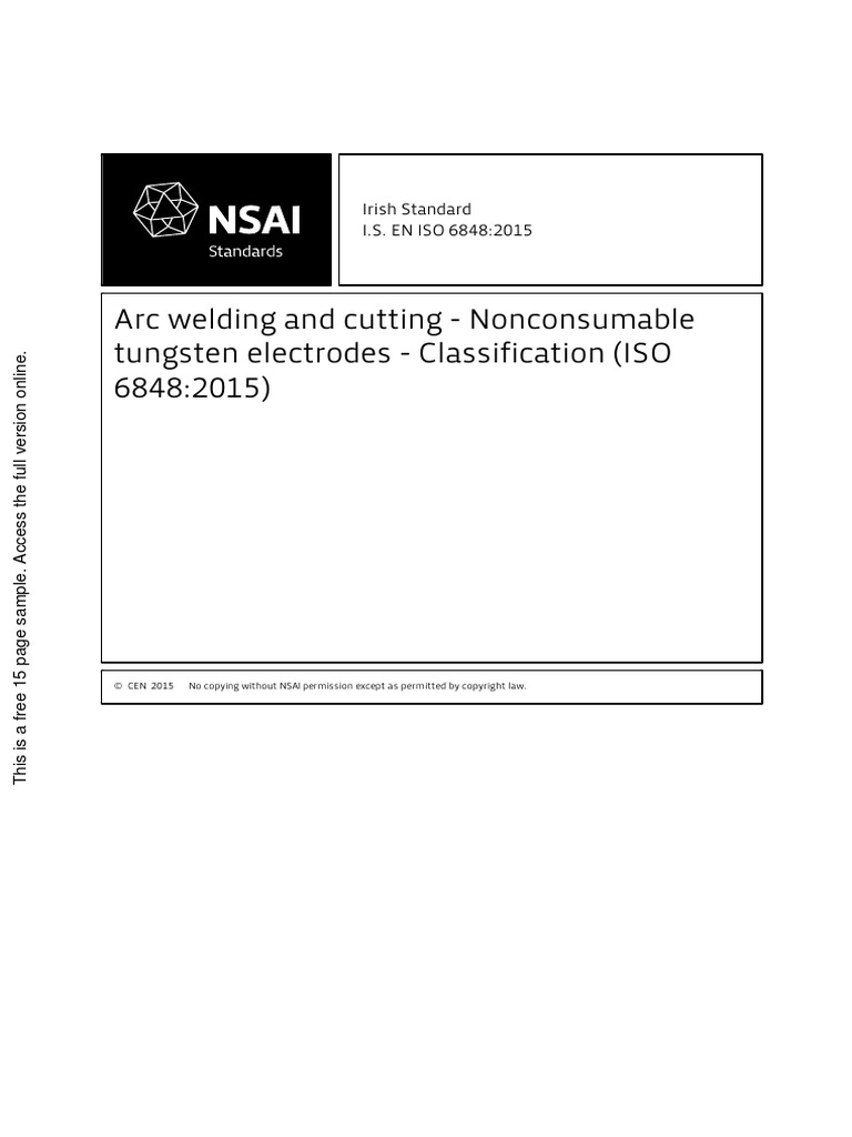 Arc Welding and Cutting - Nonconsumable Tungsten Electrodes ...