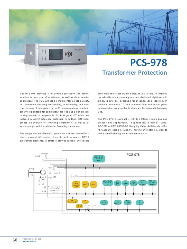 Transformer&Reactor Protection PCS-978 | PDF | Transformer | Relay